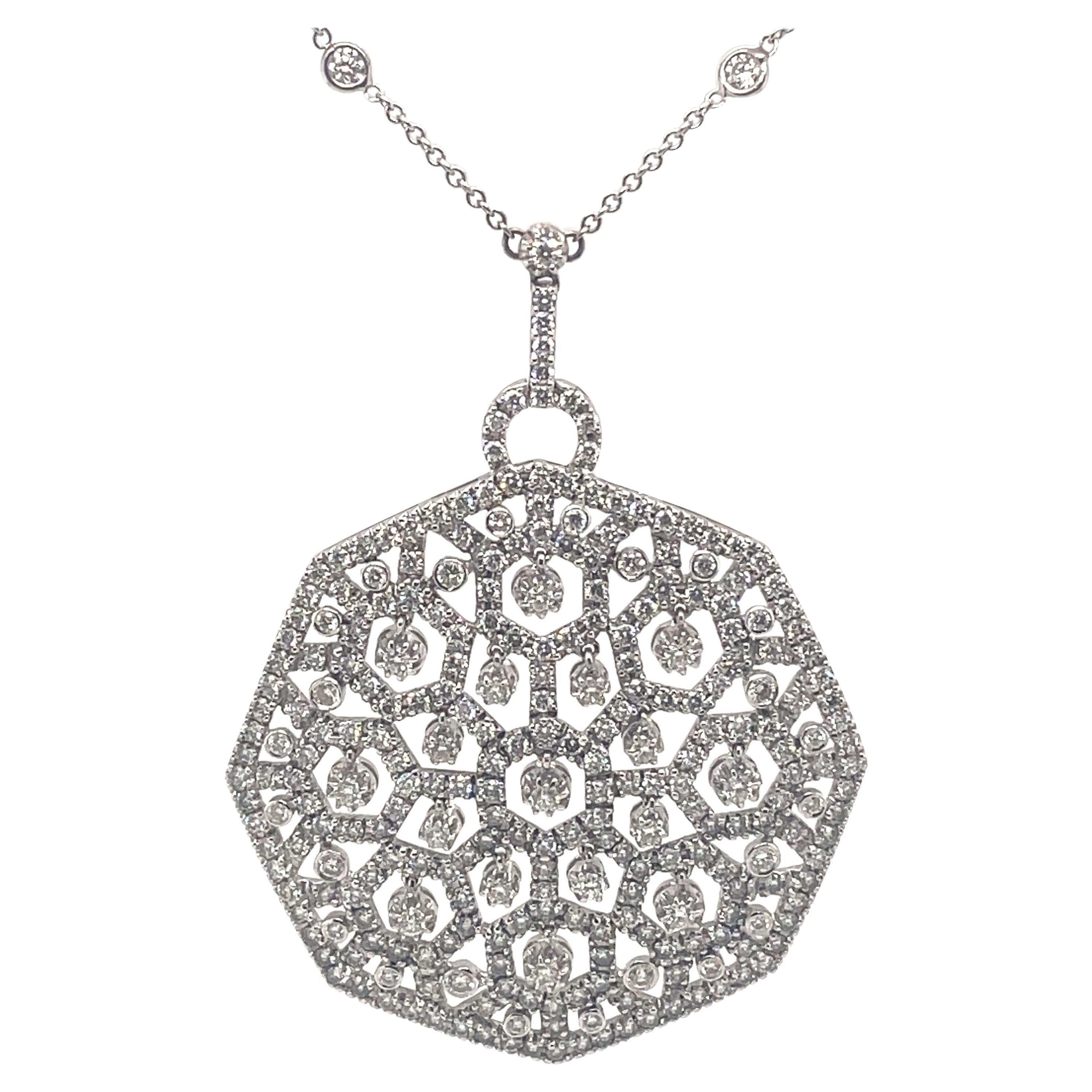 Diamond Gold Octagon Pendant For Sale at 1stDibs