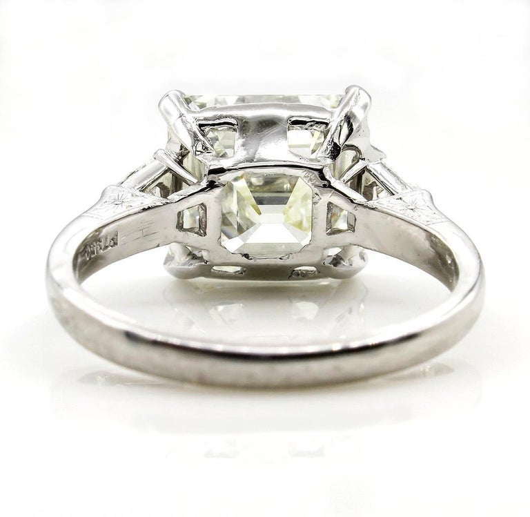 GIA 7.59ct Art Deco Asscher Emerald Cut Diamond Wedding Platinum 3 ...