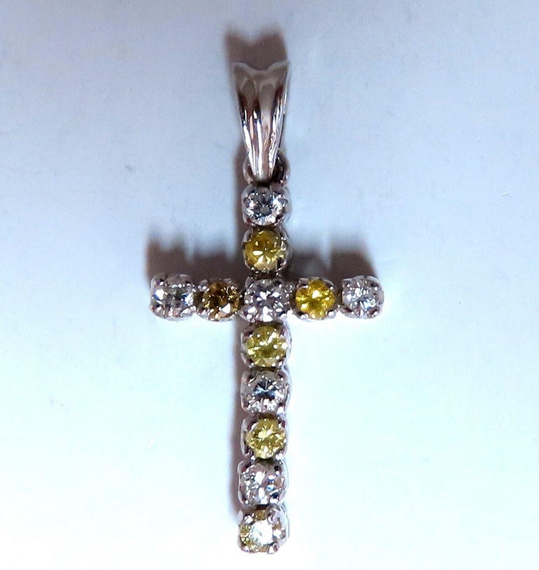 .75ct Natural Fancy Yellow Diamonds Cross Pendant 14 Karat For Sale at ...