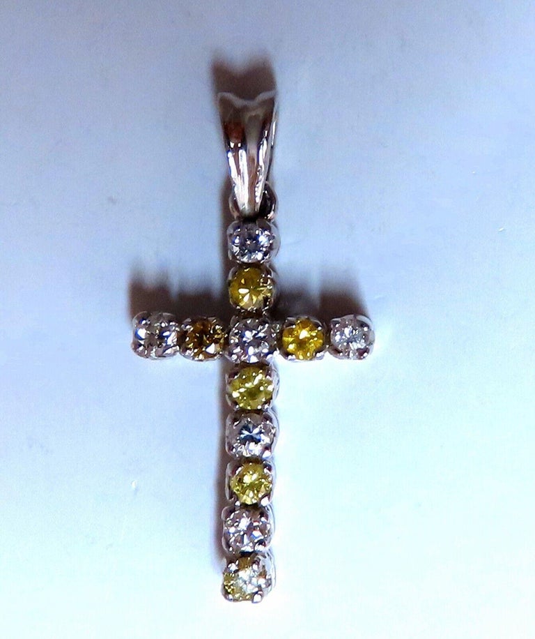 .75ct Natural Fancy Yellow Diamonds Cross Pendant 14 Karat For Sale at ...