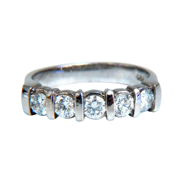 .75ct Round Diamonds Channel Bar Ring 14kt For Sale at 1stDibs