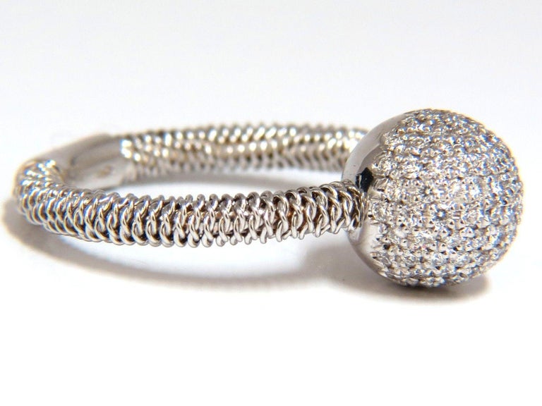 .76 Carat Diamonds Bead Set Ball Ring 18 Karat Coil Wire Wrapped Shank ...
