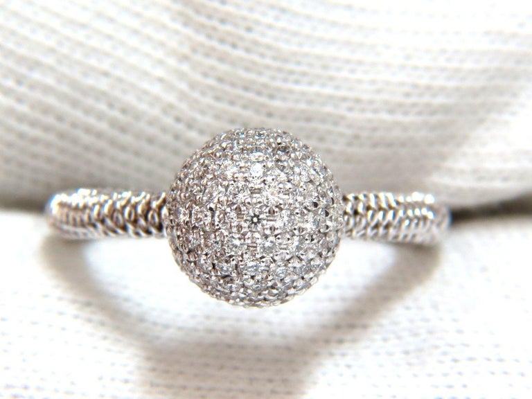 .76 Carat Diamonds Bead Set Ball Ring 18 Karat Coil Wire Wrapped Shank ...