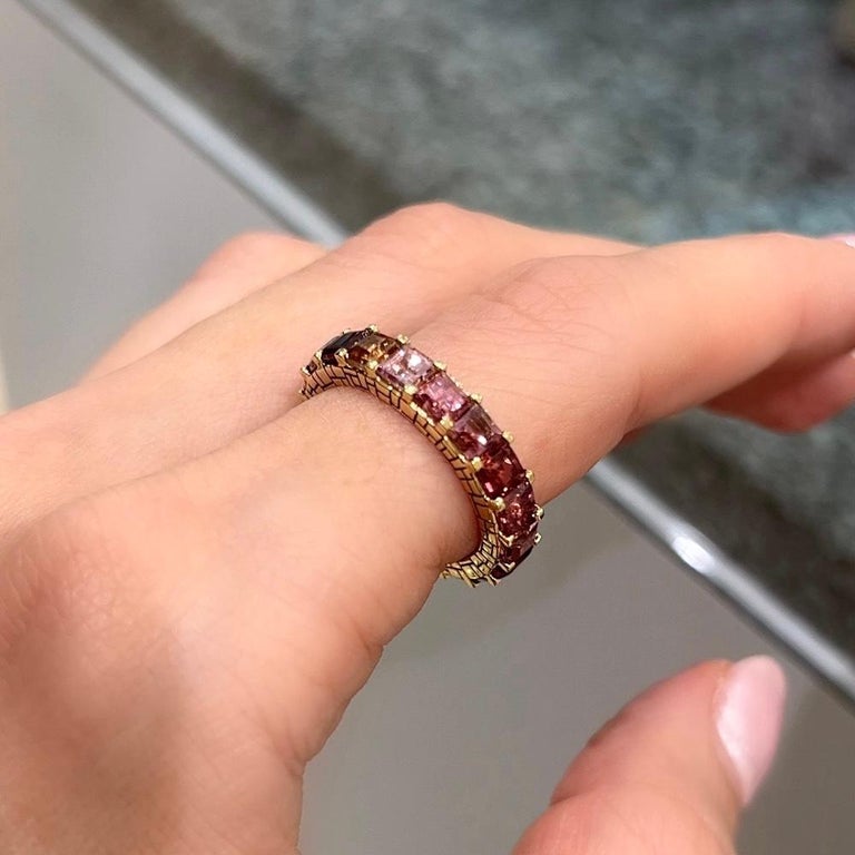 7,6 Carat Malaya Garnet 18 Karat Yellow Gold Infinity Ring "Oriental ...