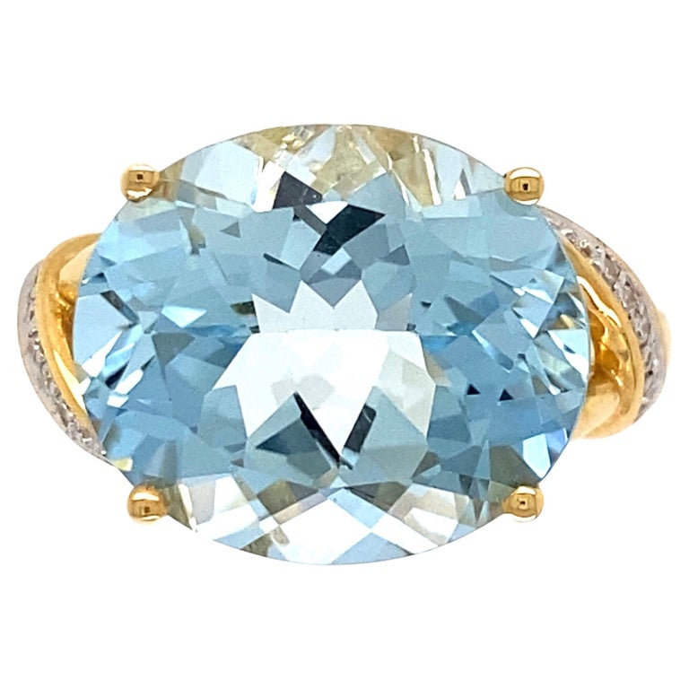 7.61 Carat Aquamarine and Diamond Art Deco Revival Gold Ring For Sale ...