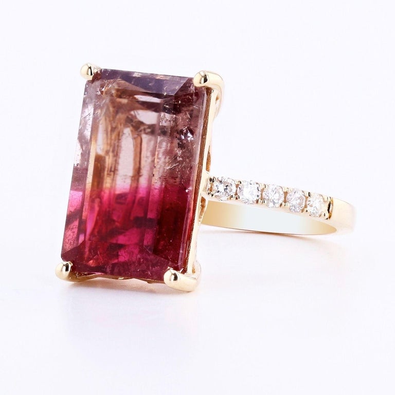7.61 Carat Bi-Color Tourmaline Ring For Sale at 1stDibs