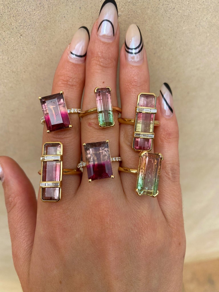 7.61 Carat Bi-Color Tourmaline Ring For Sale at 1stDibs
