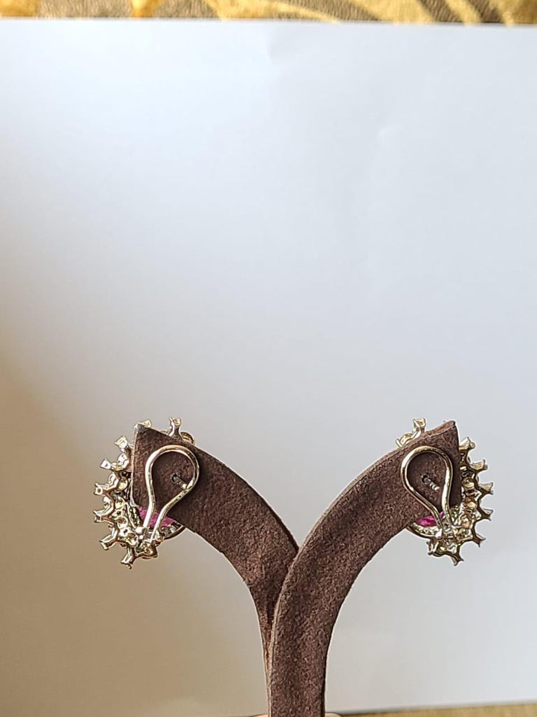 7.61 Carat Natural Un-Heat Ruby and Diamond Studs Set in 18 Karat Gold ...