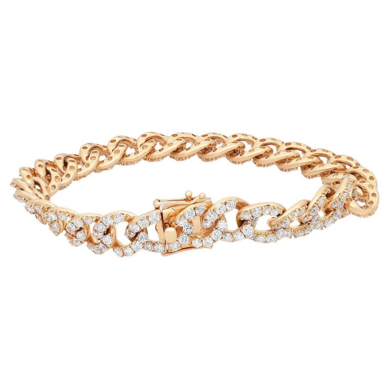 7.65 Carat Diamond Chain Link Bracelet 18k Yellow Gold For Sale at 1stDibs