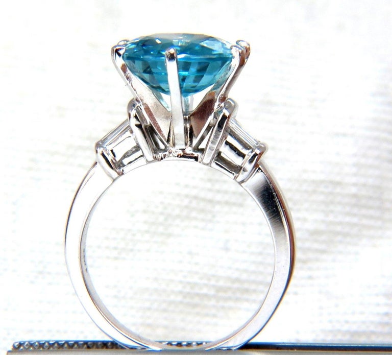 7.66 Carat Natural Indigo Blue Zircon Diamonds Ring 14 Karat at 1stDibs ...