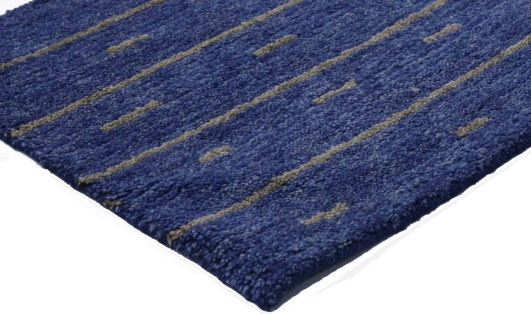 Blue and Gray Modern Moroccan Style Accent Rug at 1stDibs