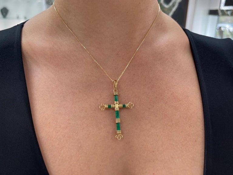 7.69tcw One of a Kind Rough Colombian Emerald Gold Raw Crystal Cross ...