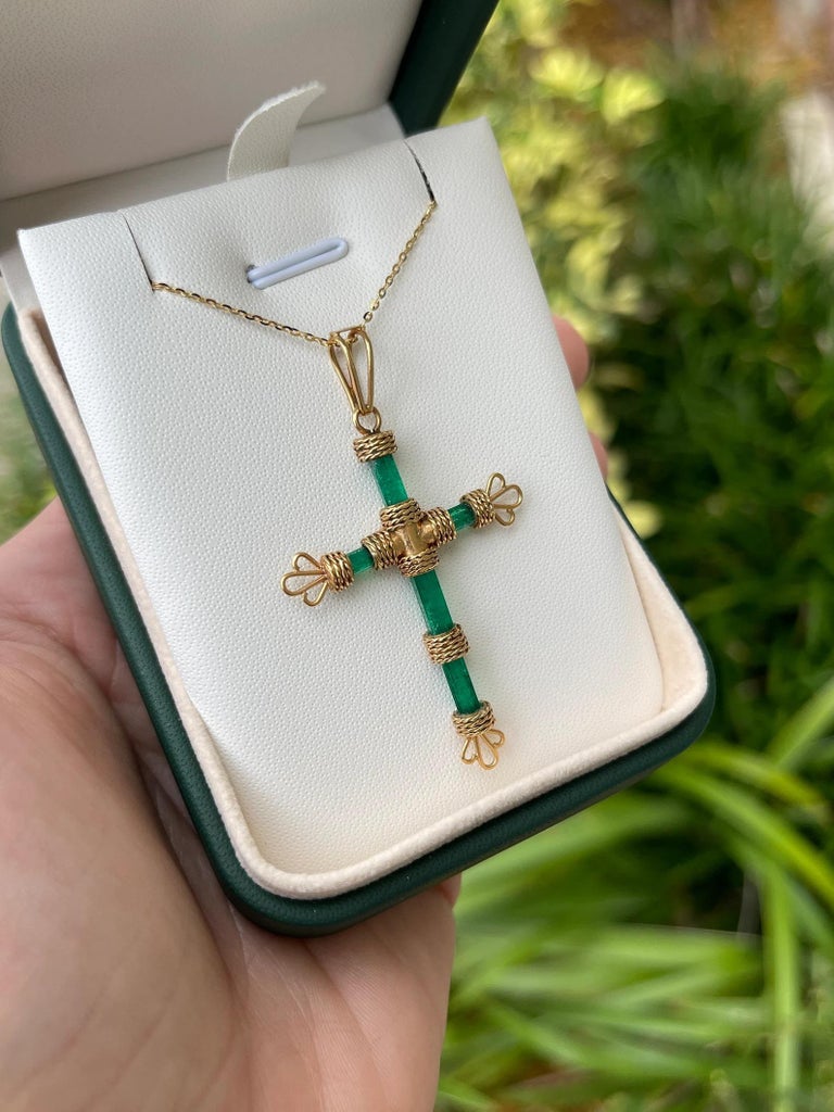 7.69tcw One of a Kind Rough Colombian Emerald Gold Raw Crystal Cross ...