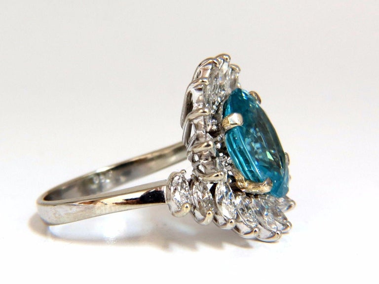 7.70 Carat Natural Indigo Blue Zircon Diamonds Ring 18 Karat For Sale ...