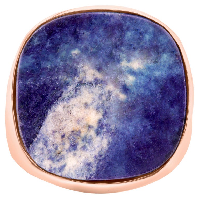 7.8 Carat Lapis Men's Statement Ring in 14k Gold For Sale at 1stDibs