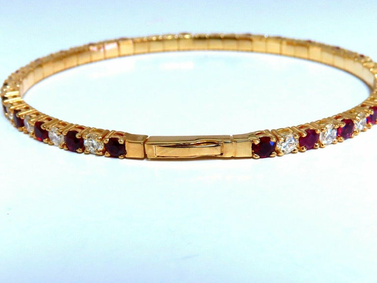 7.80 Carat Natural Round Cut Ruby Diamonds Bangle Bracelet 14 Karat ...