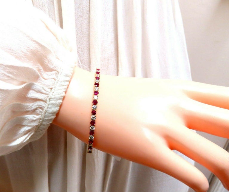 7.80 Carat Natural Round Cut Ruby Diamonds Bangle Bracelet 14 Karat ...