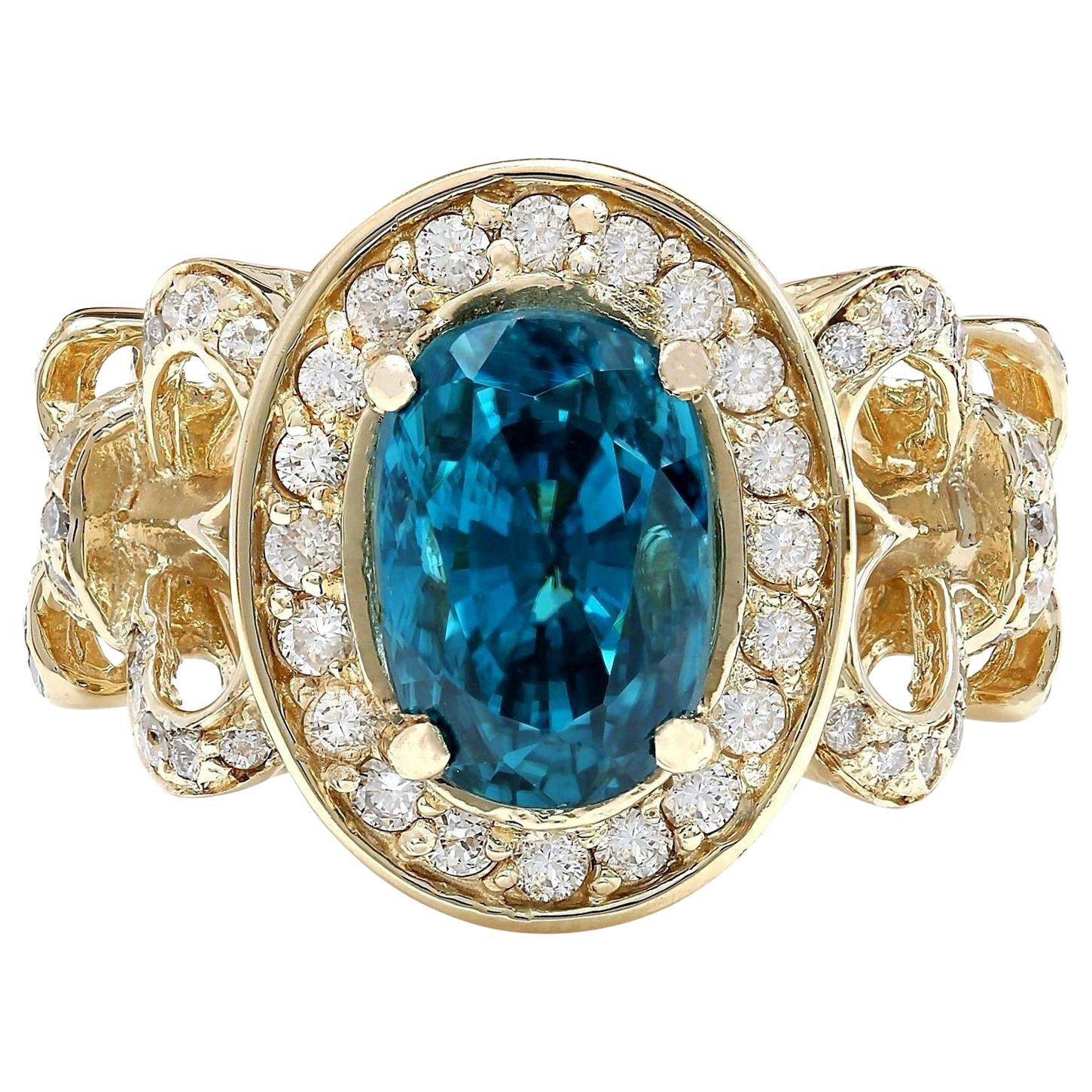 5.21 Carat Natural Zircon 18 Karat Yellow Gold Diamond Ring For Sale at ...