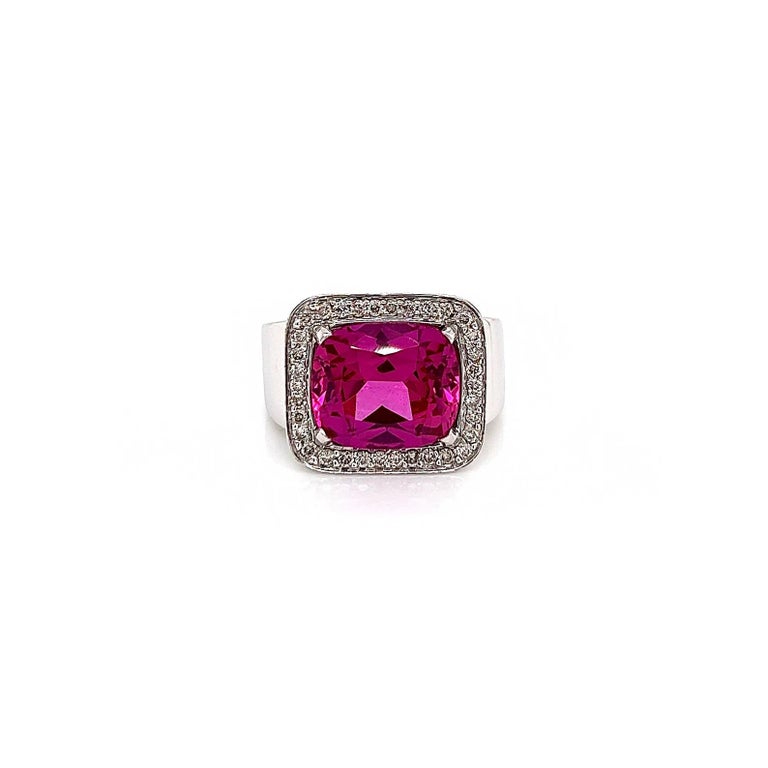 7.87 Total Carat Diamond Ring with Pink Ruby in 14k White Gold For Sale ...