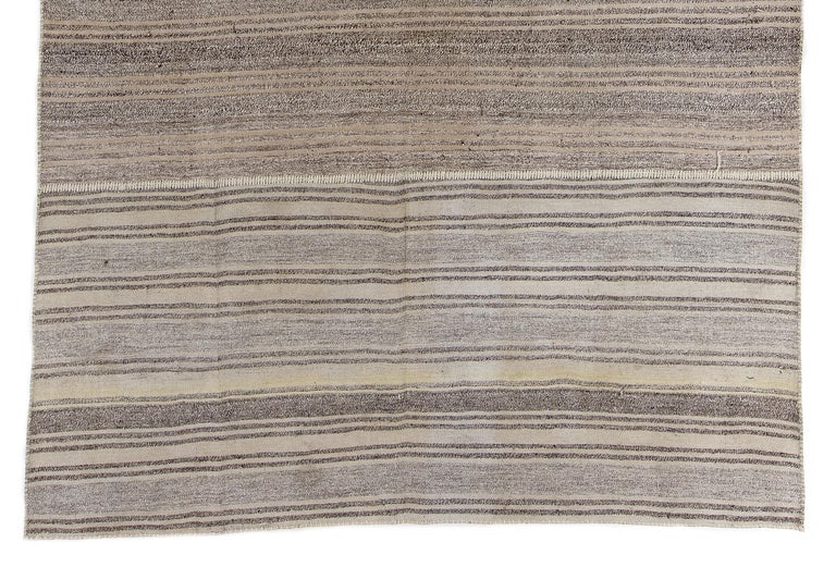 7.7x10 Ft Vintage Turkish Handmade Flat-Woven Natural Hemp and Goat ...