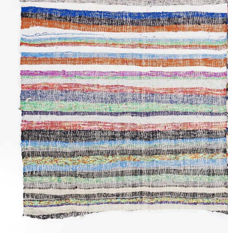 7.8x12 Ft Striped Kilim Carpet, Flatweave Floor Covering, Vintage ...