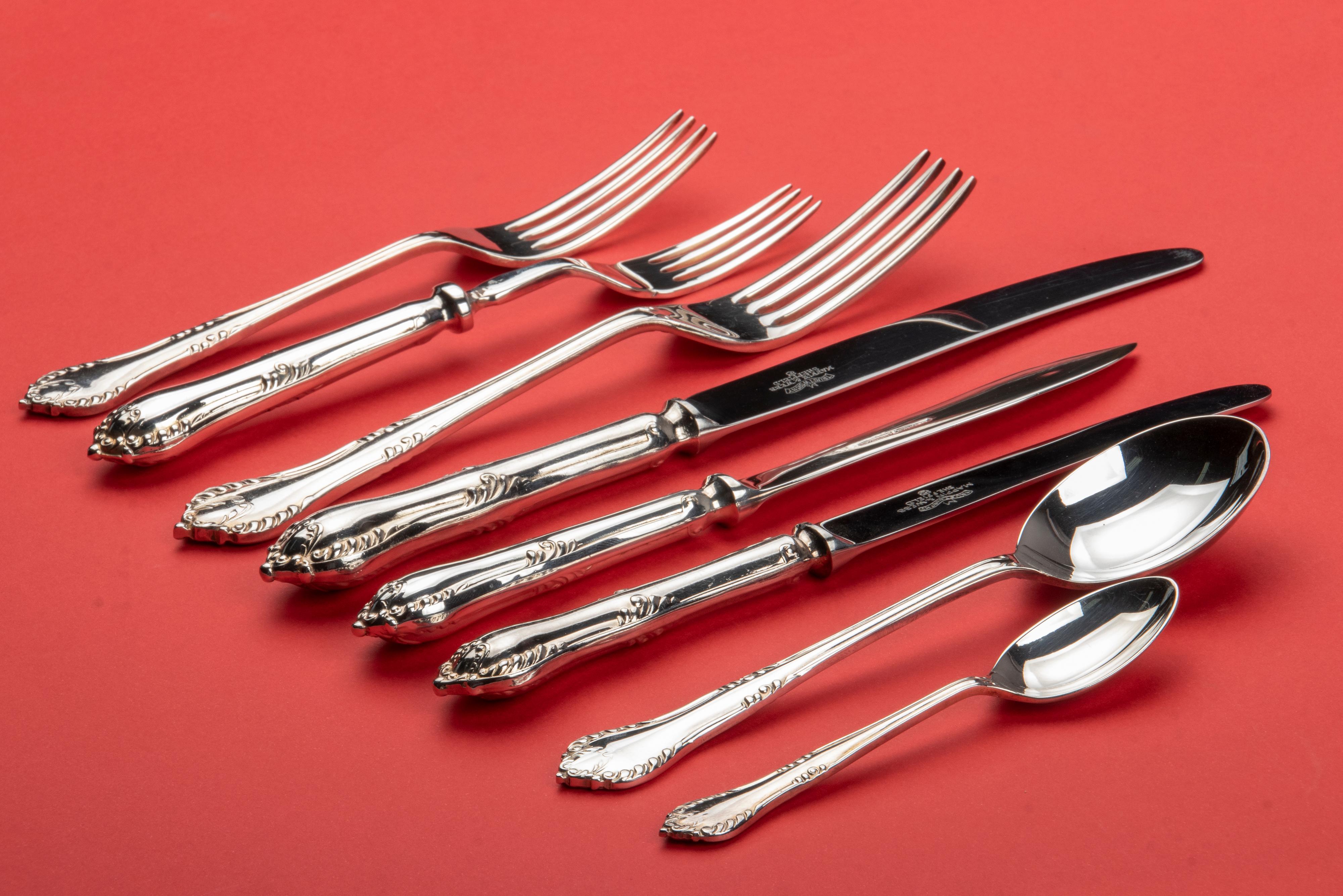 79-Piece Set of Silver Plated Cutlery for 8 Persons by Mappin and Webb ...