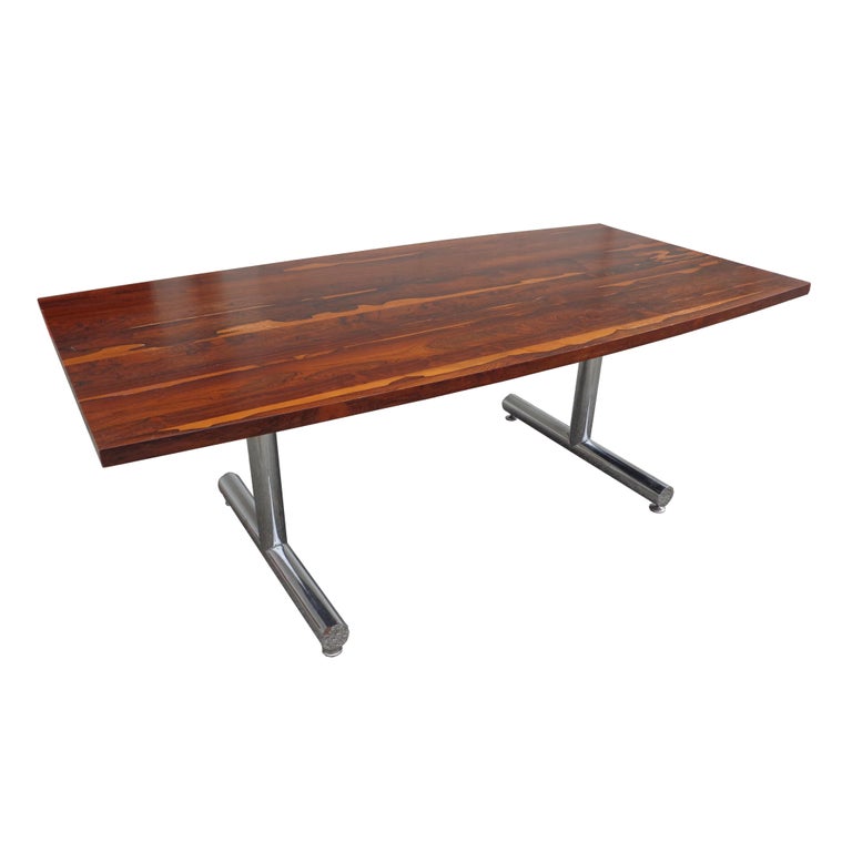 Rosewood Chrome Table Desk by Tim Bates for Pieff Furniture For Sale at ...