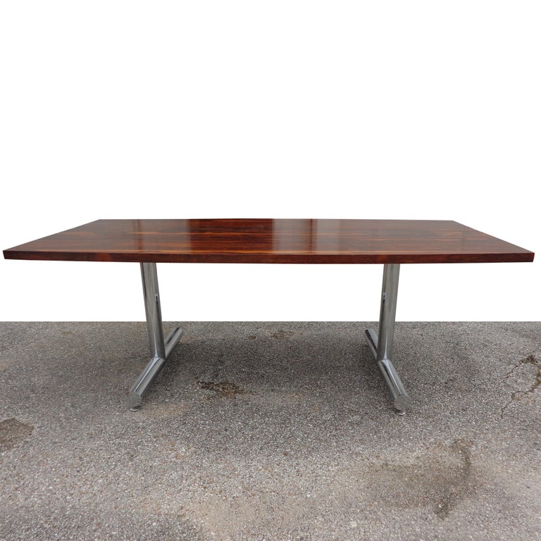 Rosewood Chrome Table Desk by Tim Bates for Pieff Furniture For Sale at ...