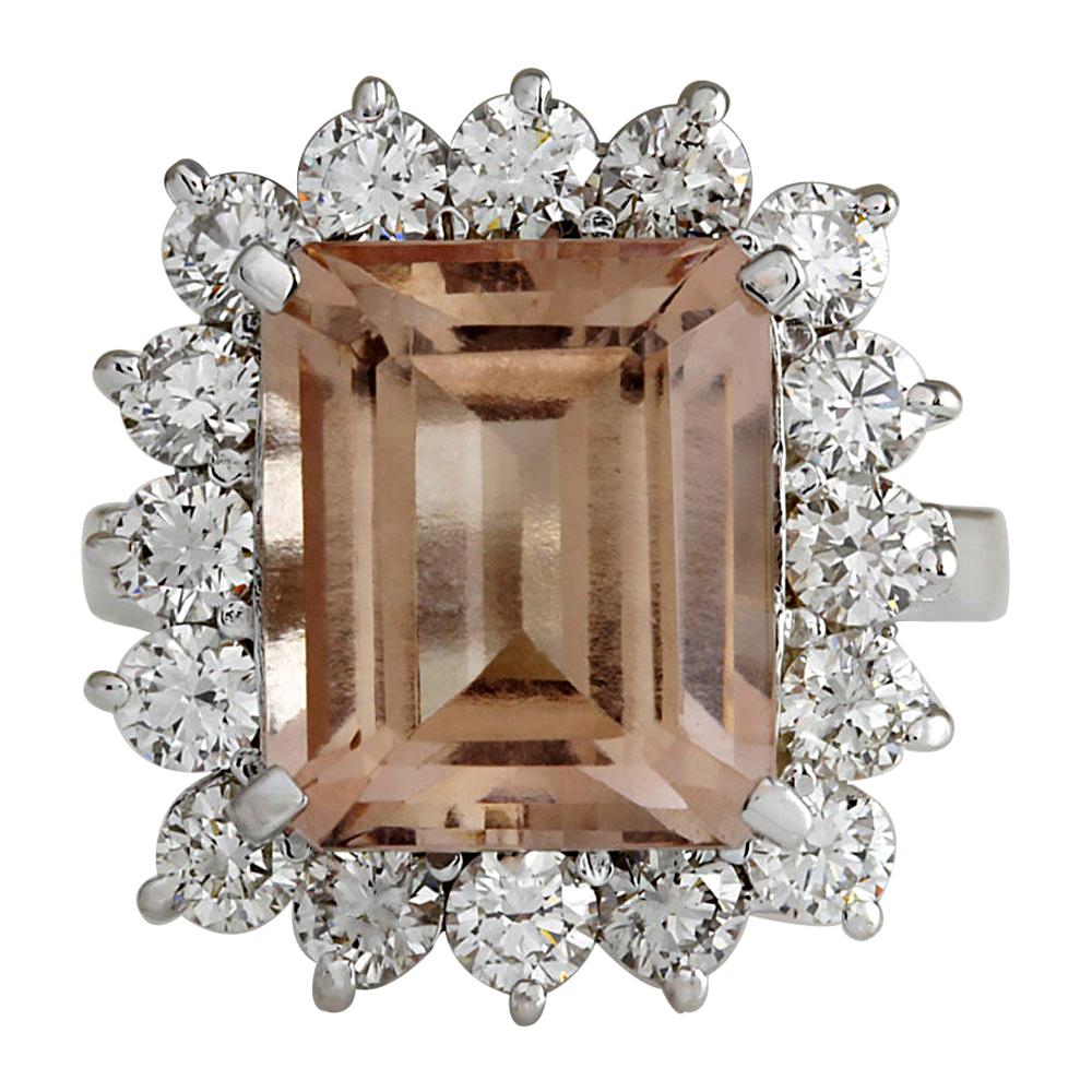 27.54 Carat Morganite 18 Karat White Gold Diamond Ring For Sale (Free ...