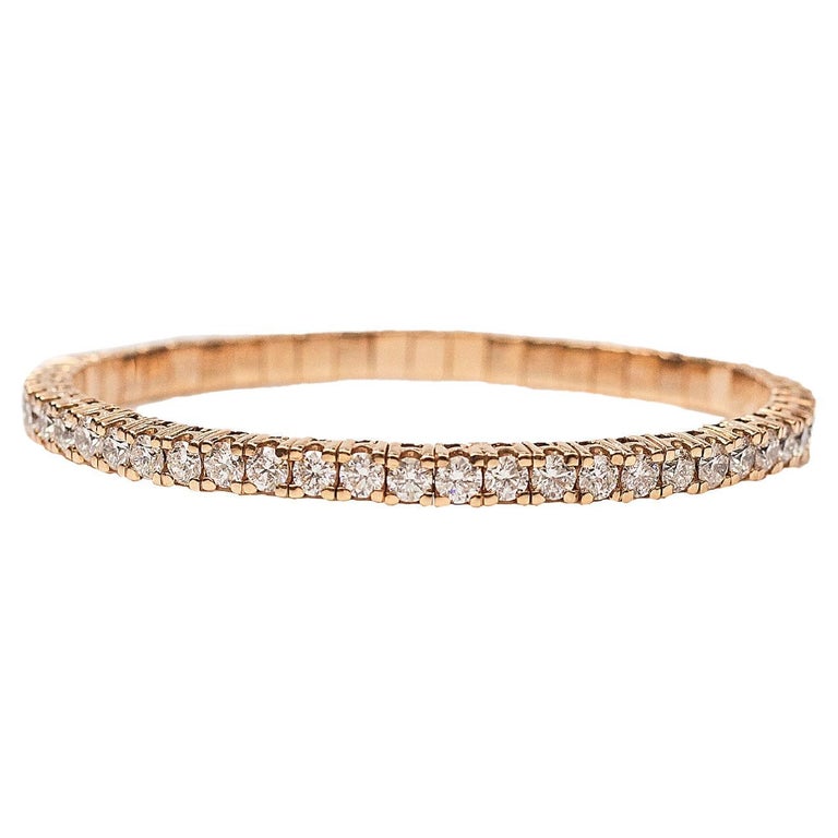 7.99 cts 20 pointer Round Diamond Stretch Tennis Bracelet in Rose 18k ...