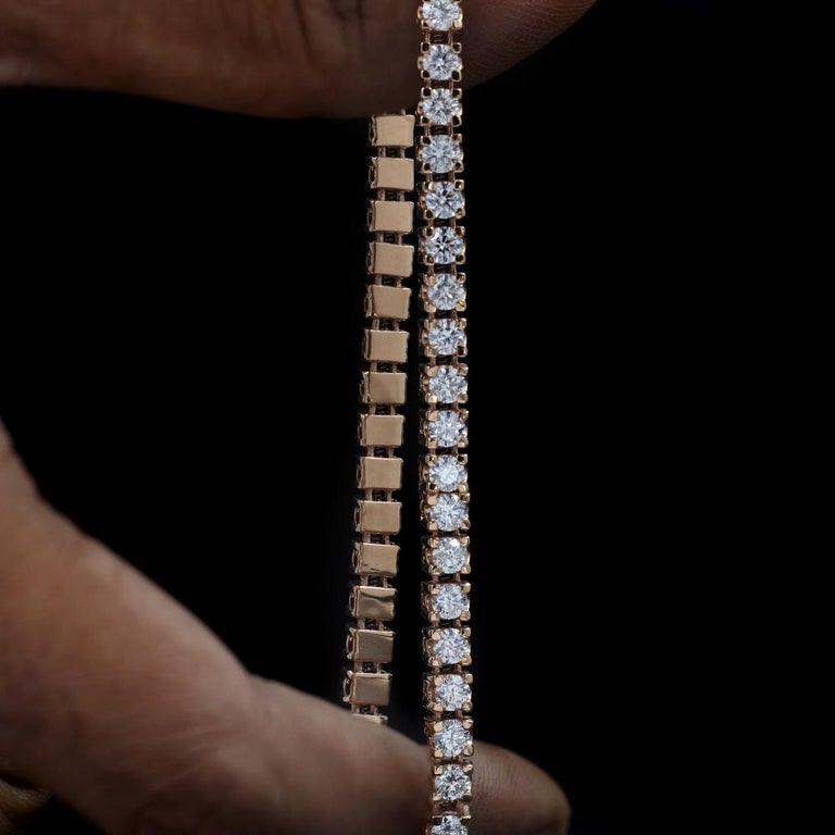 7.99 cts 20 pointer Round Diamond Stretch Tennis Bracelet in Rose 18k ...