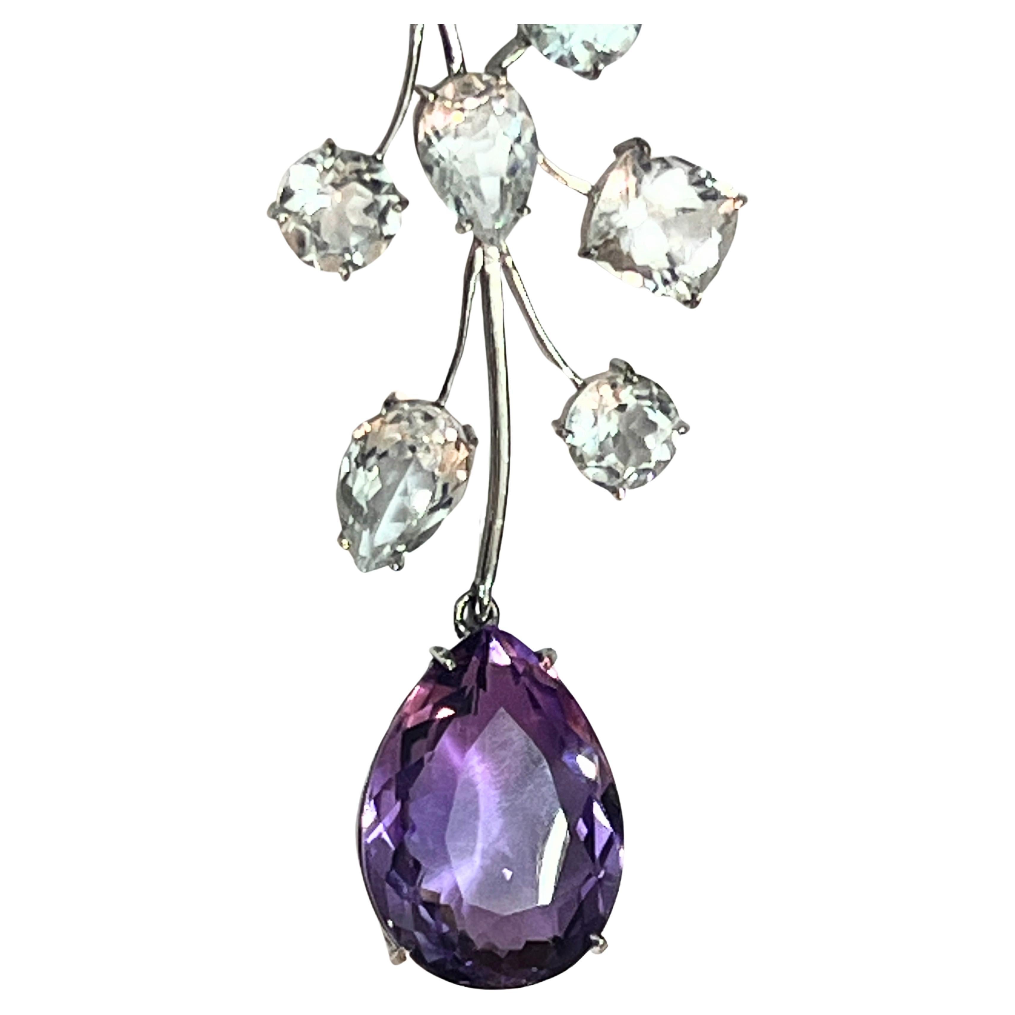 19ct Purple Amethyst with 80 pieces White Topaz Wreath Floral Inspired ...