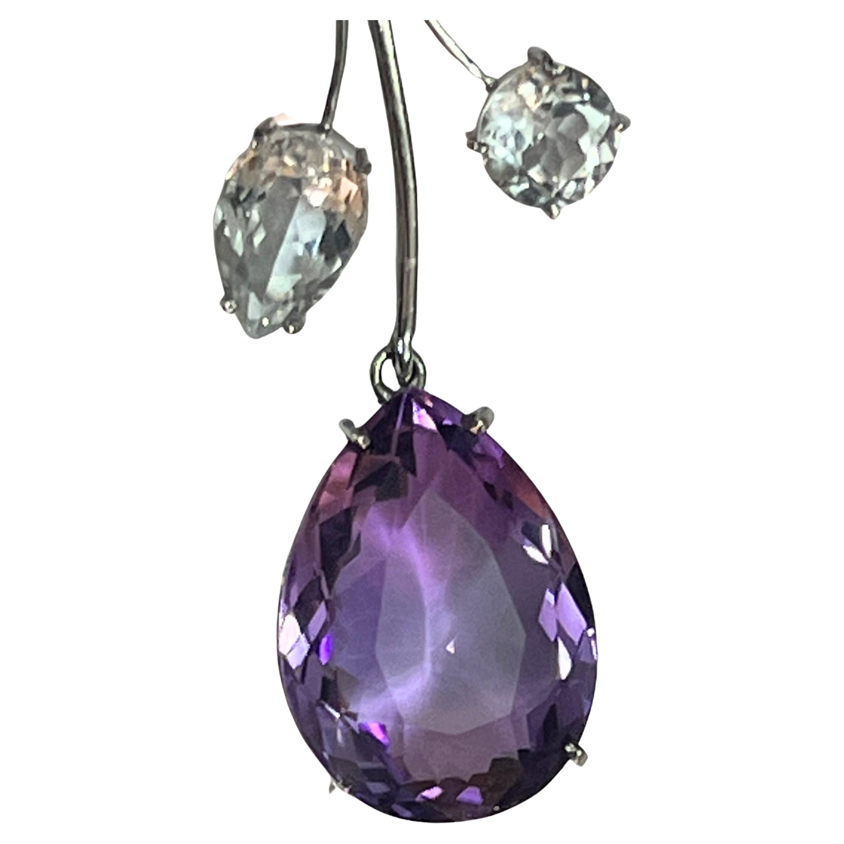 19ct Purple Amethyst with 80 pieces White Topaz Wreath Floral Inspired ...