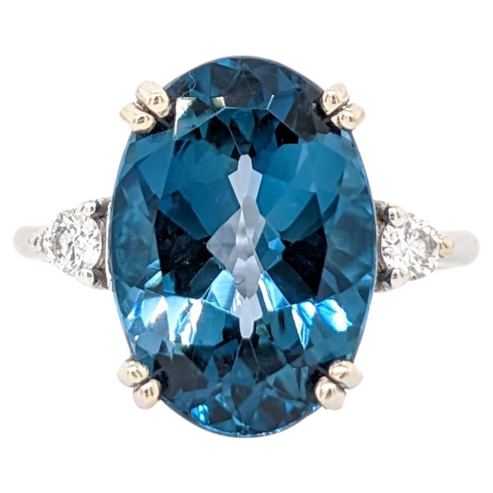 London Blue Topaz Drop Earrings w Earth Mined Diamonds in Solid 14K ...