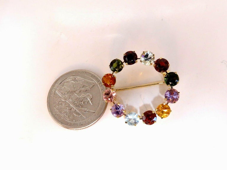 7 Carat Natural Gem Line Brooch Endless Assorted 14 Karat at 1stDibs
