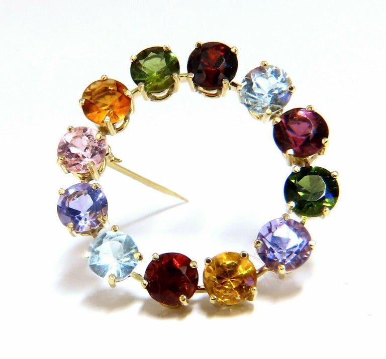 7 Carat Natural Gem Line Brooch Endless Assorted 14 Karat at 1stDibs