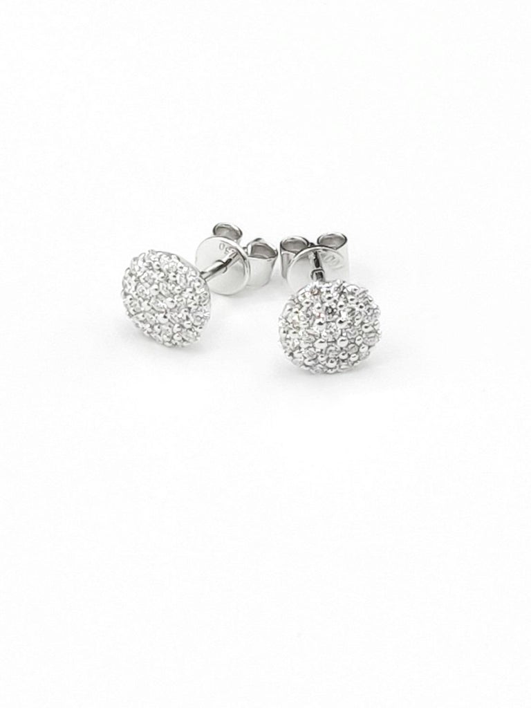 Diamond Clustered 18K White Gold Studs and Twirl Diamond 18K Rose Gold ...