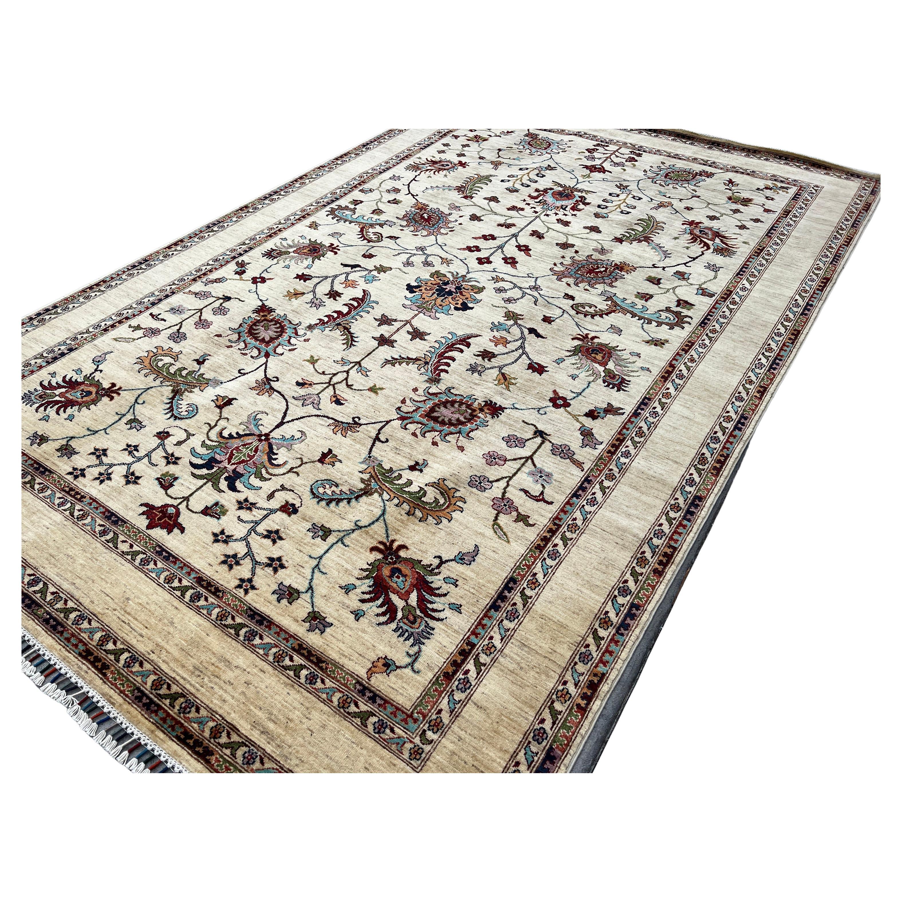 Hand-Knotted Afghan Heriz Rug Premium Hand-Spun Afghan Wool Fair Trade ...