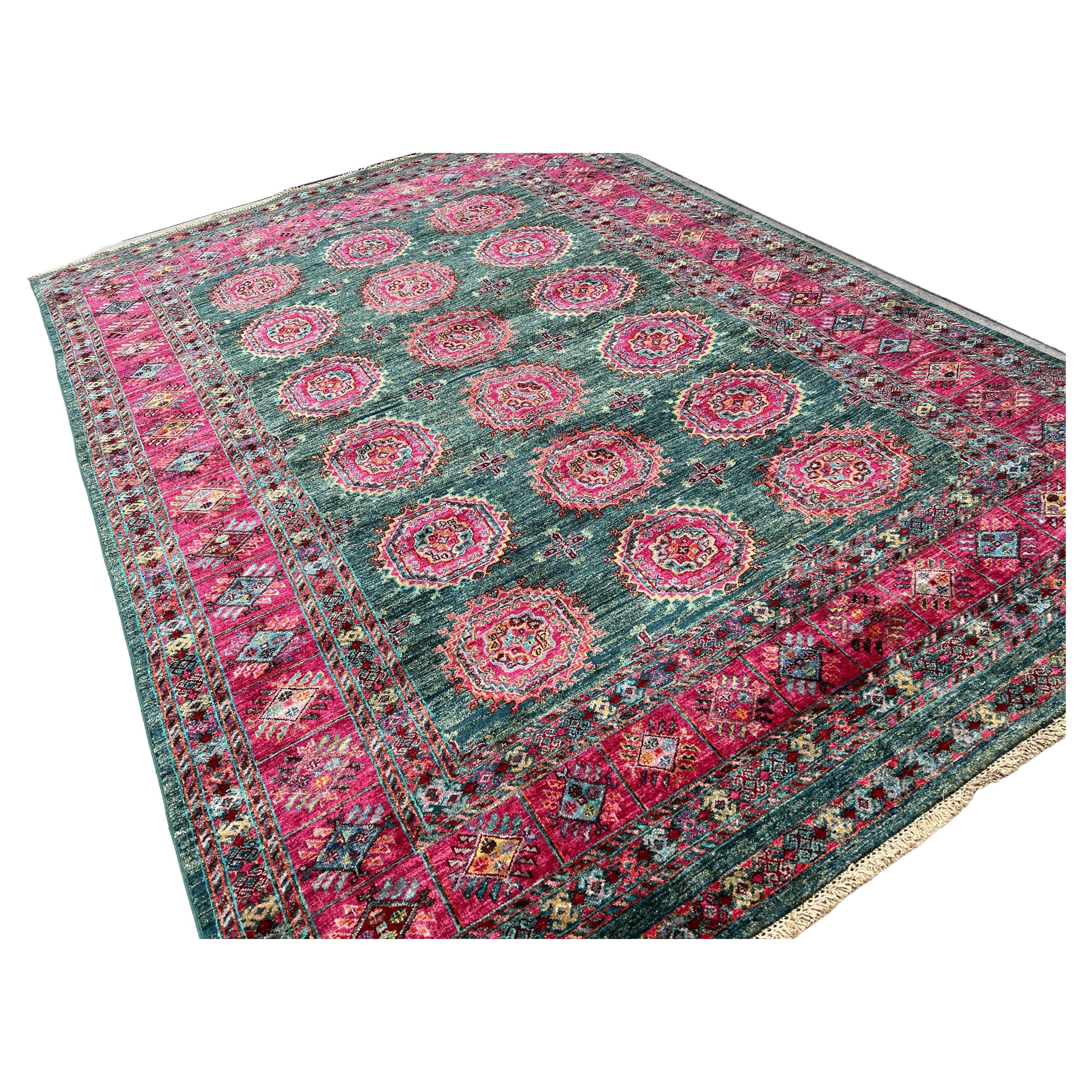 Abstract Hand-Knotted Afghan Rug Premium Hand-Spun Afghan Wool Fair ...