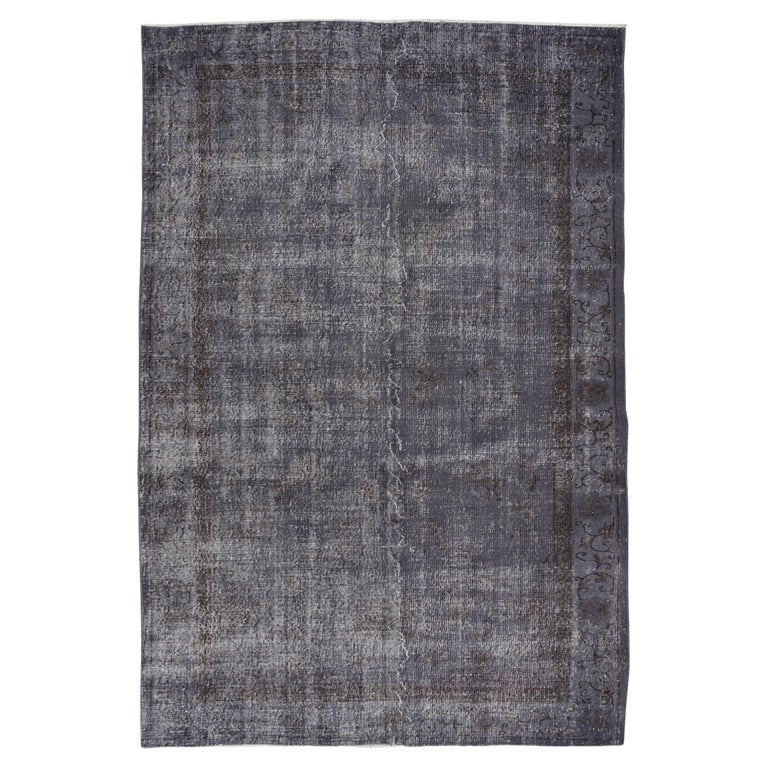 Modern Gray Rug, Woolen Floor Covering, Handmade 1960s Turkish Carpet ...