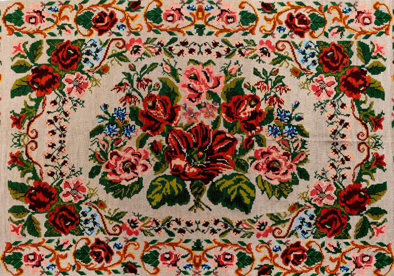 7x12 Ft Vintage Bessarabian Kilim. Floral Handwoven Wool Rug from ...