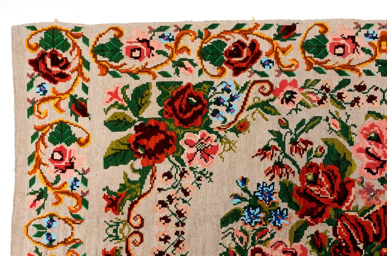 7x12 Ft Vintage Bessarabian Kilim. Floral Handwoven Wool Rug from ...