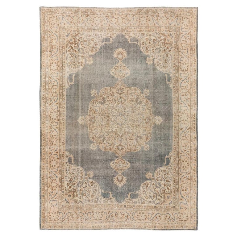 7x9 Ft Mid-Century Handmade Turkish Oushak Wool Area Rug with Medallion ...