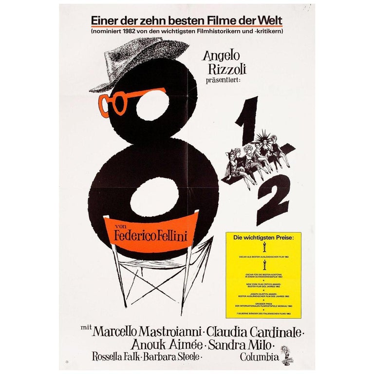 "8 1/2" R1982 German A1 Film Poster For Sale at 1stDibs