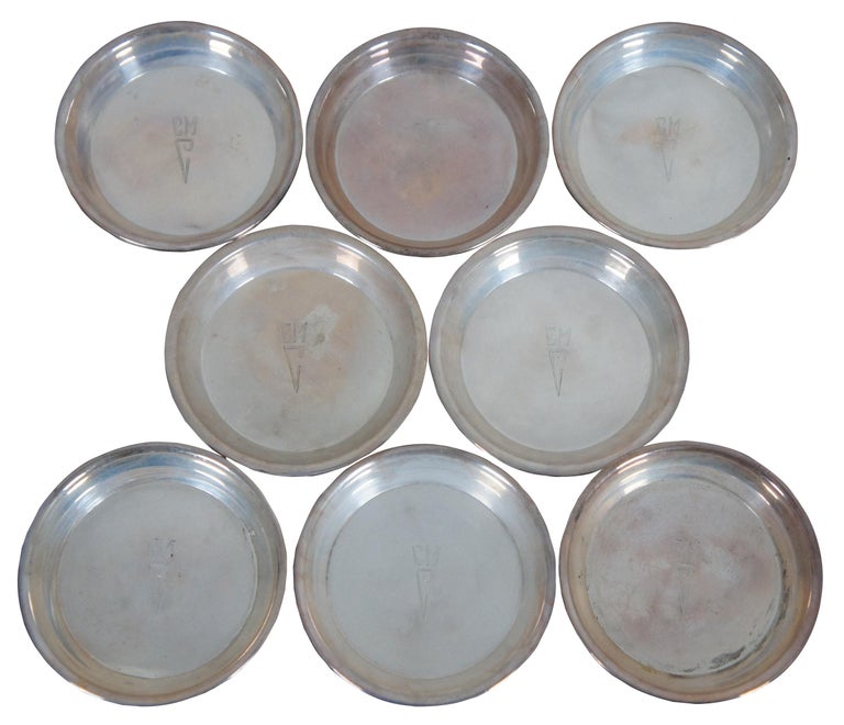 8 Antique Webster Co Sterling Silver 925 Drink Coasters Dishes 130g For ...