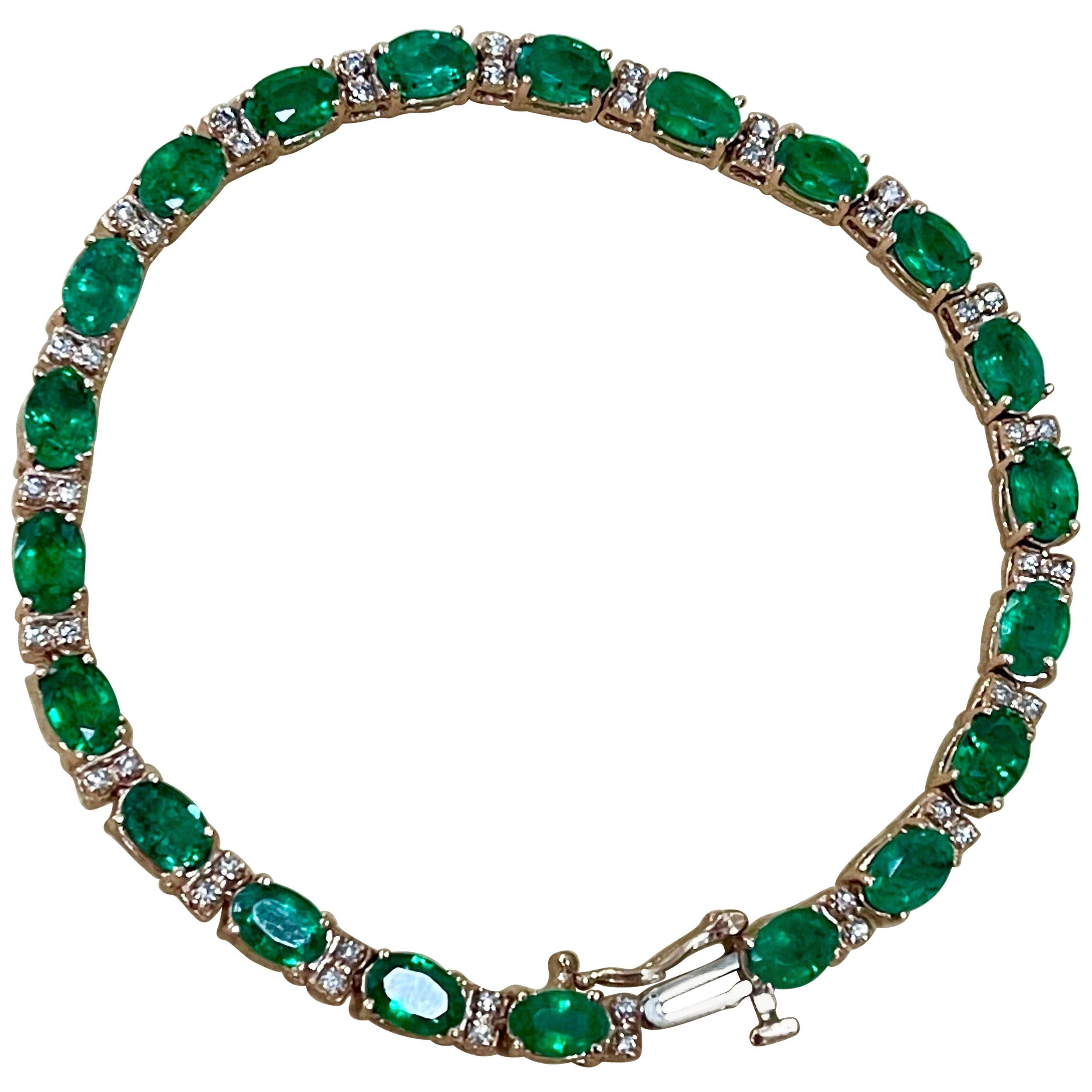 Diamond Emerald Rose Gold Tennis Bracelet For Sale At 1stdibs Emerald
