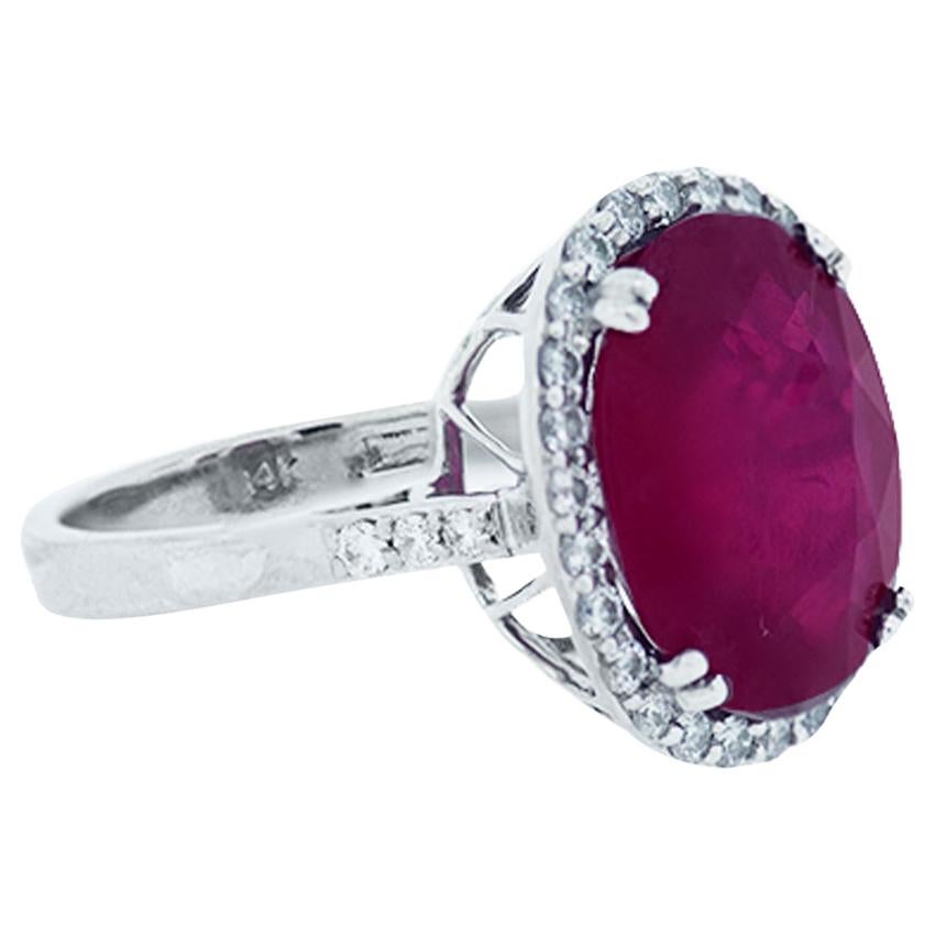 8 Carat Ruby and Diamond Halo Ring For Sale at 1stDibs | 8 carat ruby ...