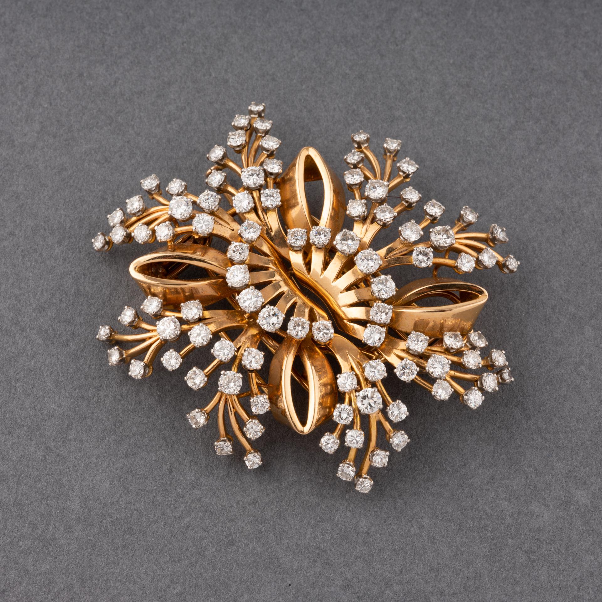 8 Carats Diamonds French Vintage Brooch For Sale at 1stDibs