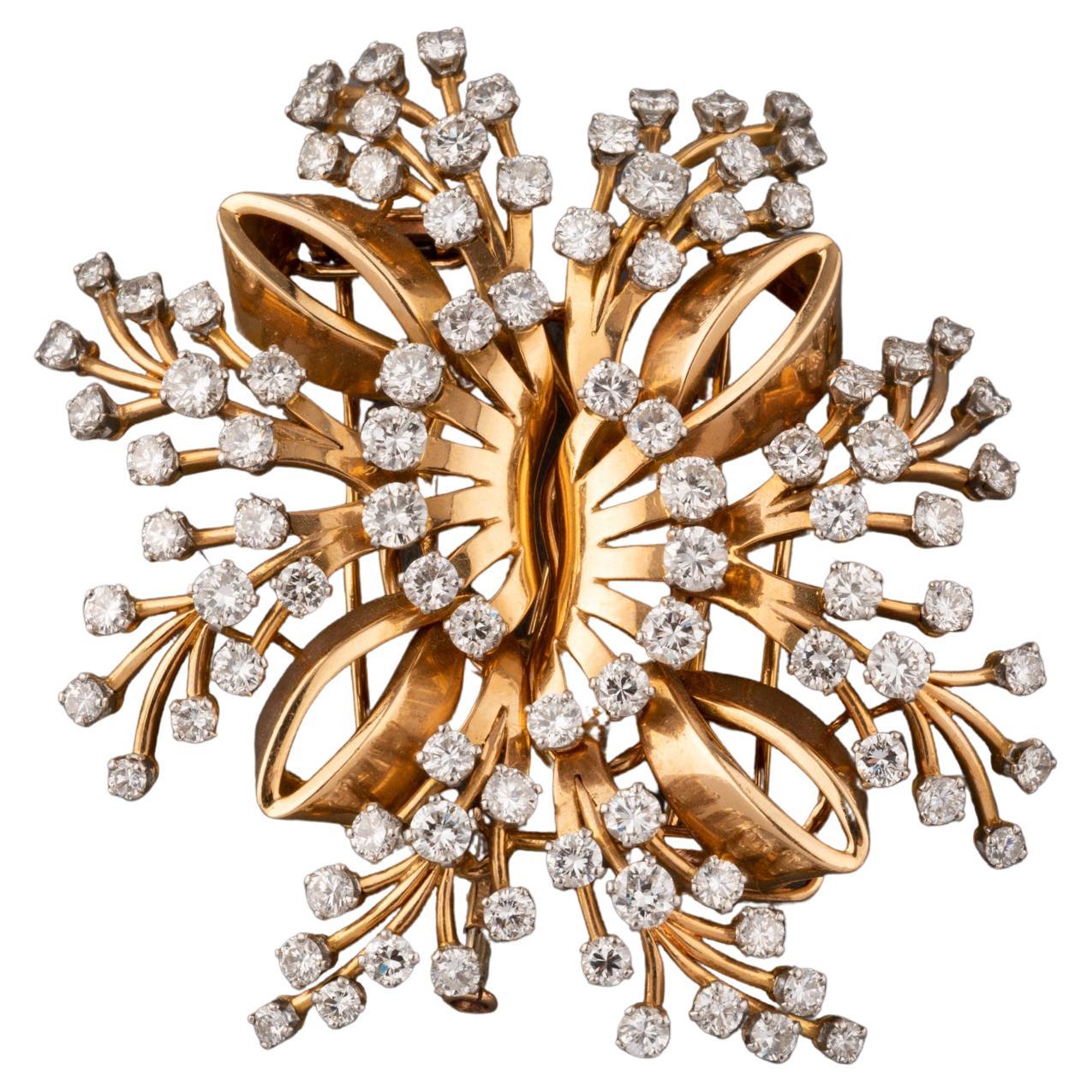 8 Carats Diamonds French Vintage Brooch For Sale at 1stDibs