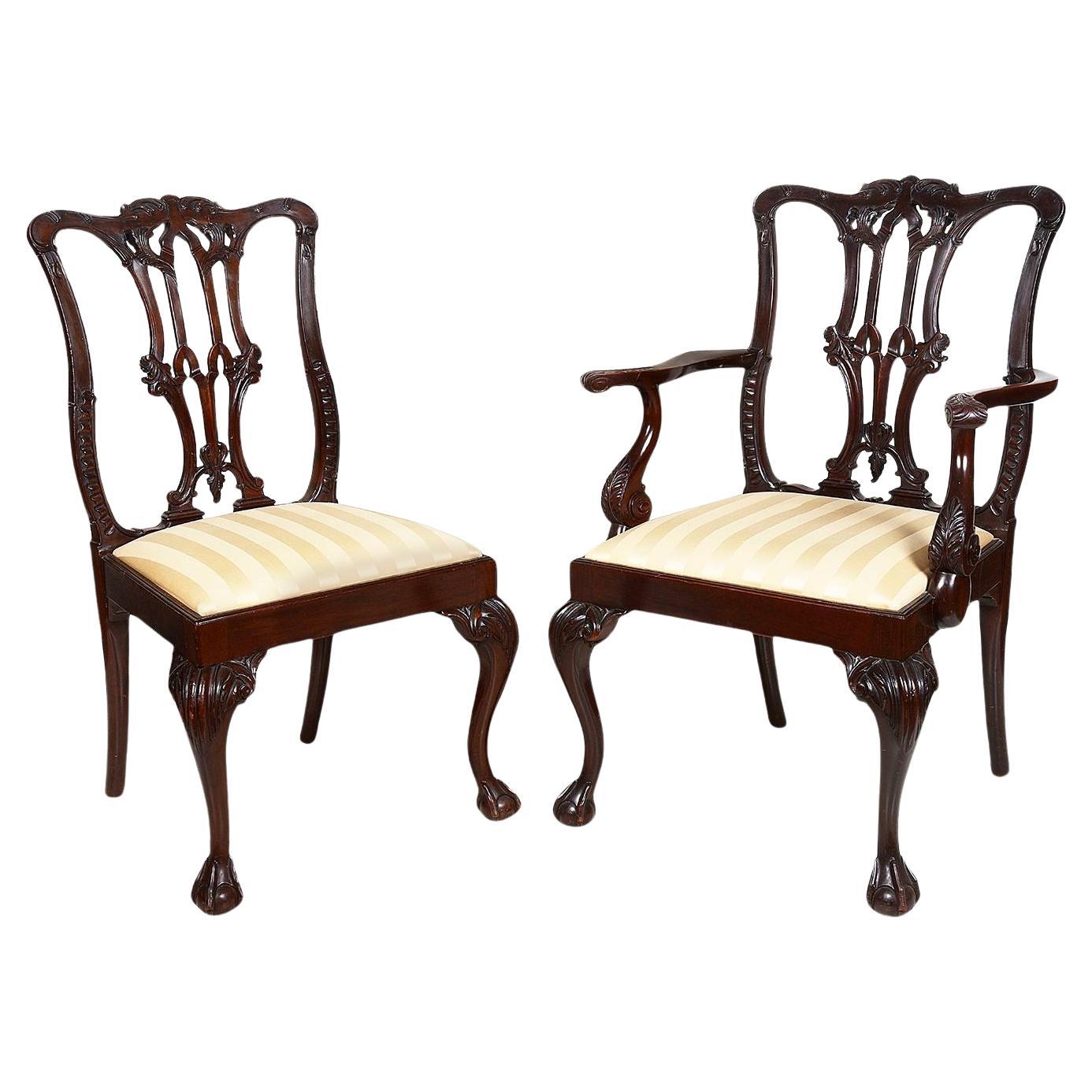 8 Chippendale style dining chairs, 19th Century For Sale at 1stDibs